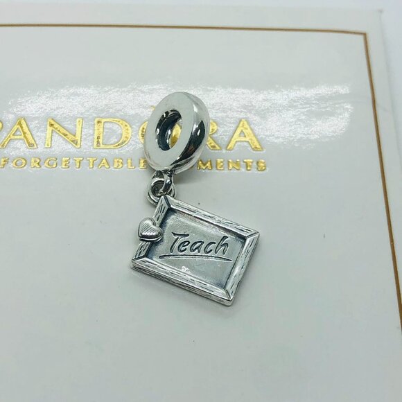 Pandora | Jewelry | Pandora Chalkboard Teach With Heart Dangle Charm ...